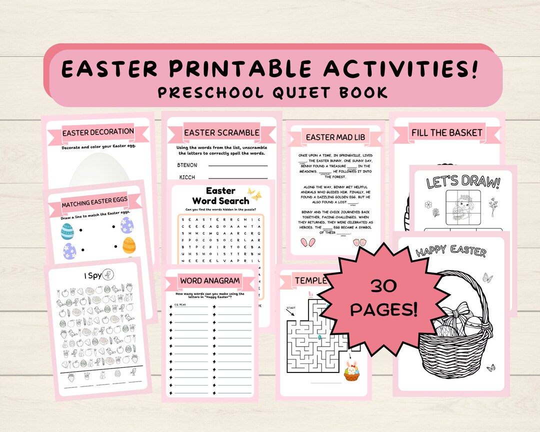 30 Easter Printable Activities Bundle Christian Fun Pack Activity Word ...