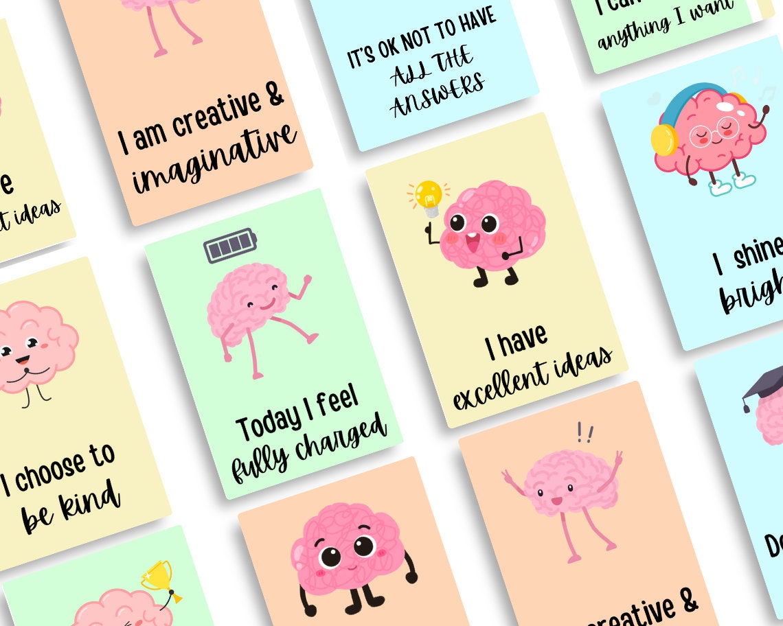 Positive Affirmation Cards for Kids the Healthy Brain Flashcards Mental ...
