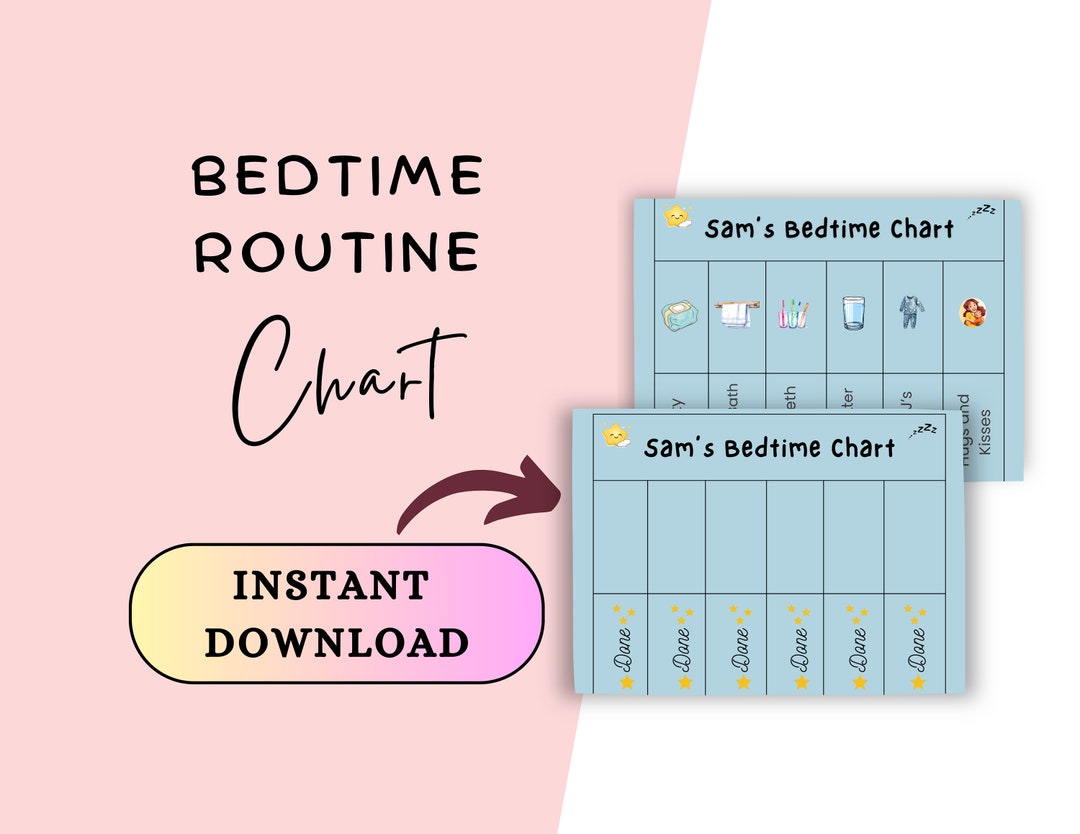 Bedtime Routine Chart for Toddler Evening Checklist Printable Flip ...