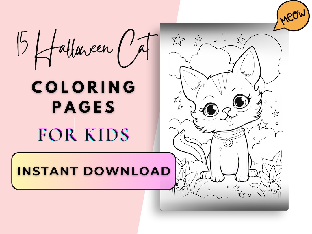 Halloween Cats Coloring Pages for Kids Coloring Book Halloween - Etsy