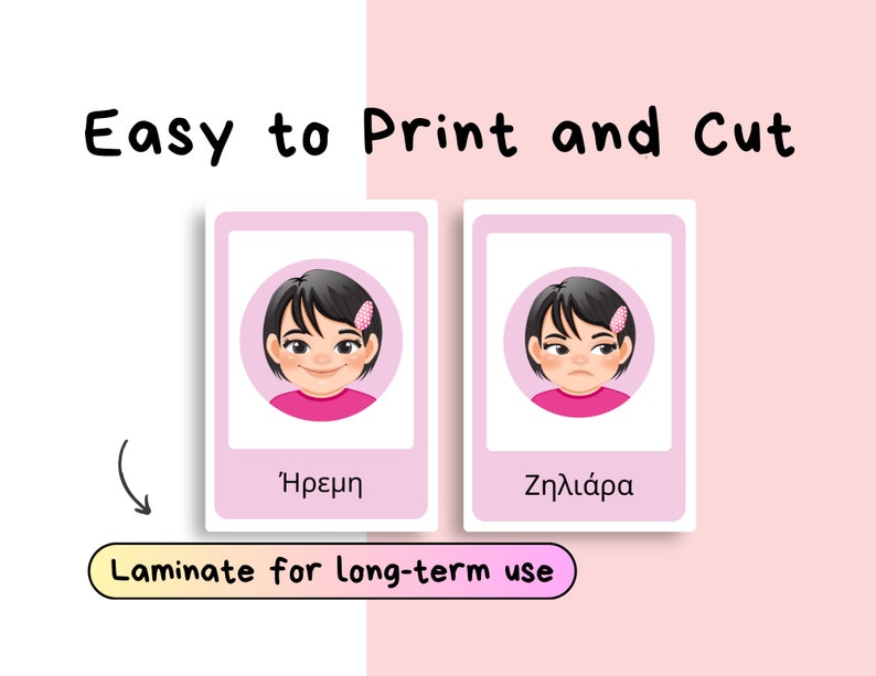 Greek Emotions Flashcards for Kids Printable Bilingual Montessori ...
