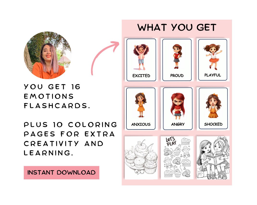 Emotions Flashcards for Kids Printable Calming Corner Cards Montessori ...