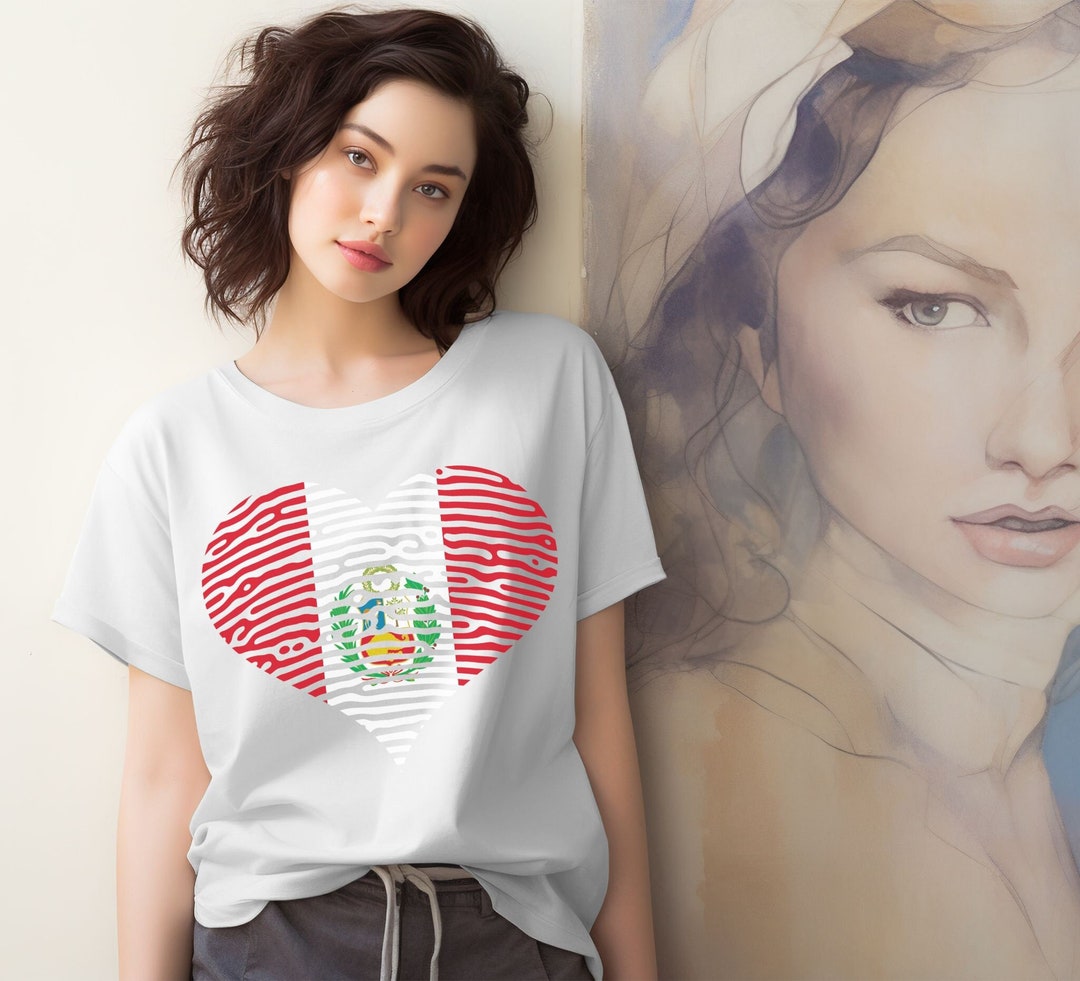 Hispanic Heritage Month 2023 Peru Fingerprint Heart Shirt, Peruvian ...