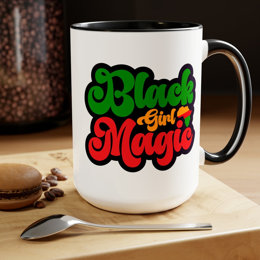 Retro Black Girl Magic Mug, Beautiful Afro Queen Mug, Afrocentric Mug ...