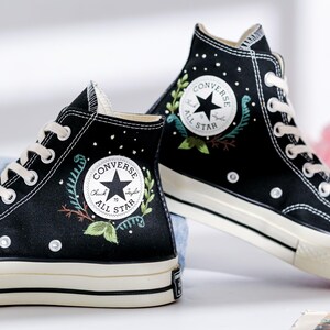 Custom Converse Embroidered,botanical Butterfly Embroidered Converse ...