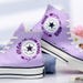 Embroidered Converse Custom, Purple Converse Embroidery Flower, Purple ...