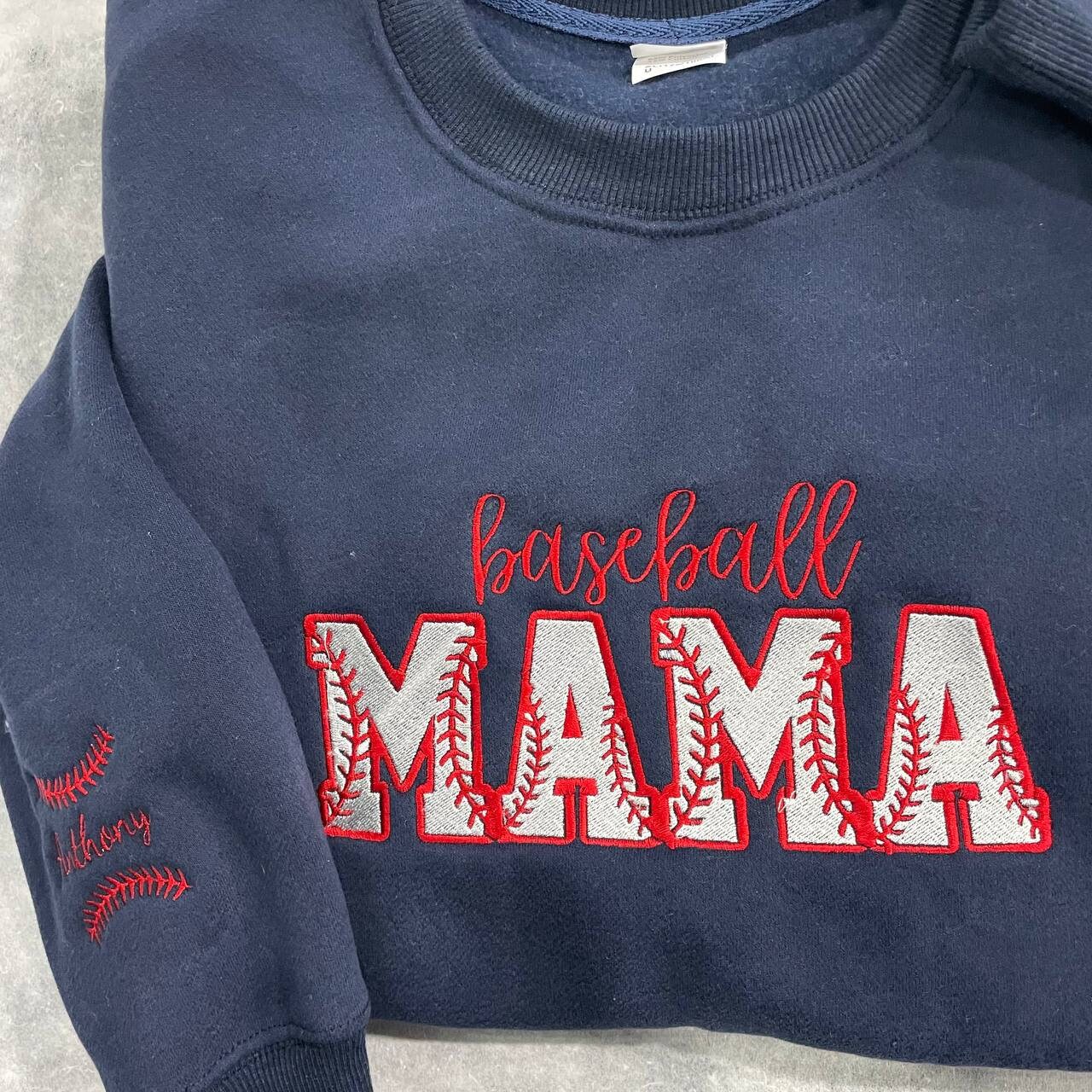 Embroidered Baseball Mama Sweatshirt With Customized Sleeve ...