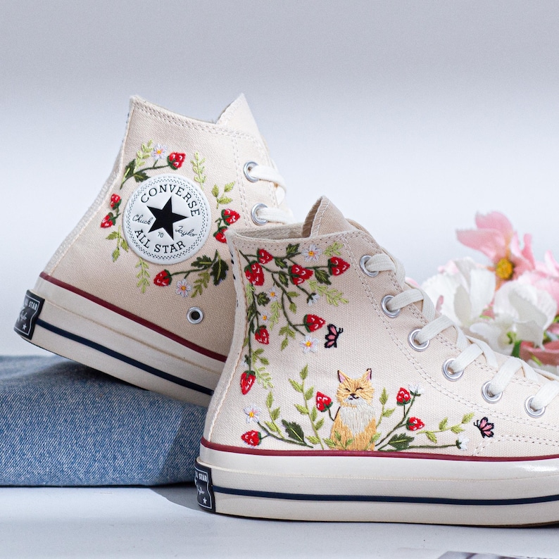 Hand Embroidered Converse Chuck Taylor High Tops, Custom Sneakers ...