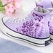 Embroidered Converse Custom, Purple Converse Embroidery Flower, Purple ...