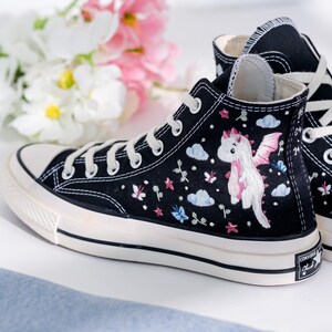 Embroidered Converse Funny Dragon, Kawaii Dragon Embroidered Shoes ...