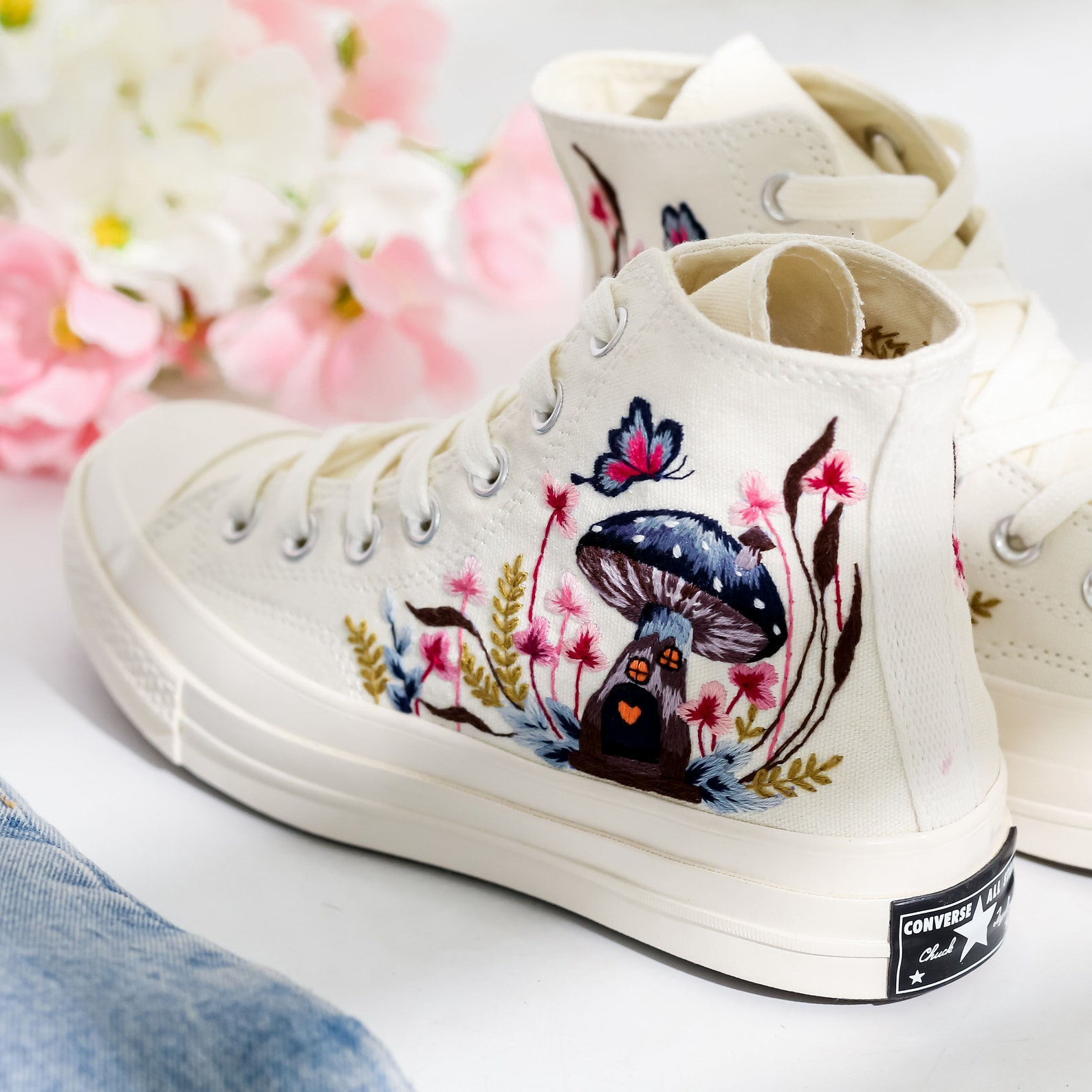 Custom Converse Chuck Taylor Mushrooms Embroidered Converse Shoes ...