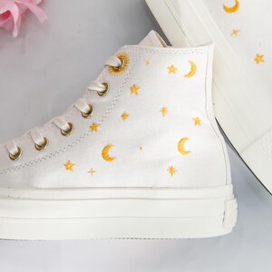 Custom Embroidered Wedding Converse Platform, Moon and Stars ...