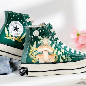 Embroidered Converse Mushroom, Frog, Converse Embroidery Mushroom ...