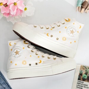 Custom Embroidered Wedding Converse Platform, Moon and Stars ...