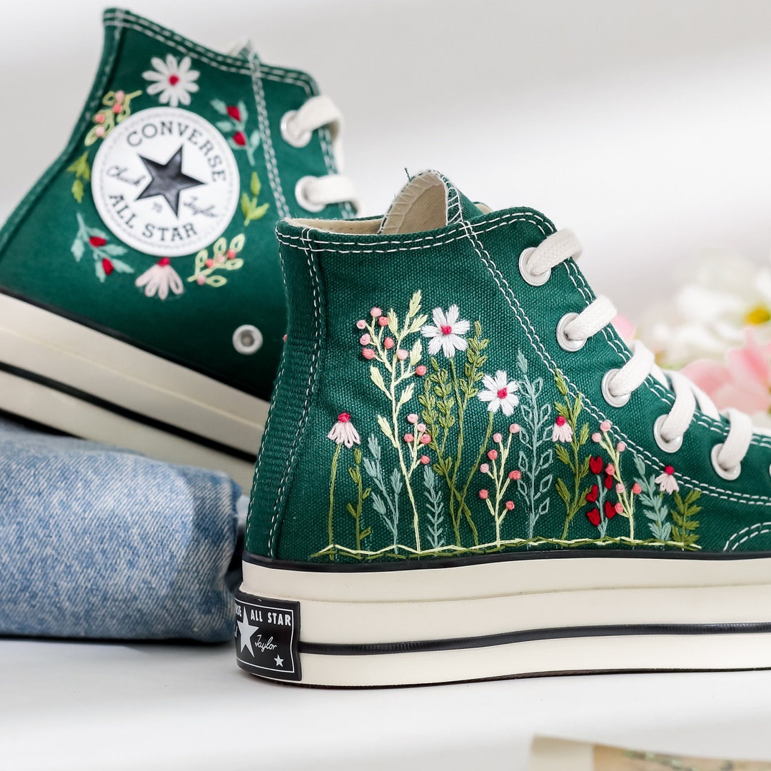 Custom Converse Chuck Taylor Garden Flower Embroidered Converse Shoes ...