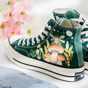 Embroidered Converse Mushroom, Frog, Converse Embroidery Mushroom ...