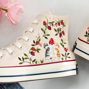 Embroidered Converse, Cat and Strawberry Embroidery Converse ...