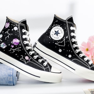 Custom Embroidered Sneakers, Embroidery Planets on Converse, Converse ...