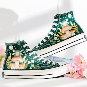 Embroidered Converse Mushroom, Frog, Converse Embroidery Mushroom ...