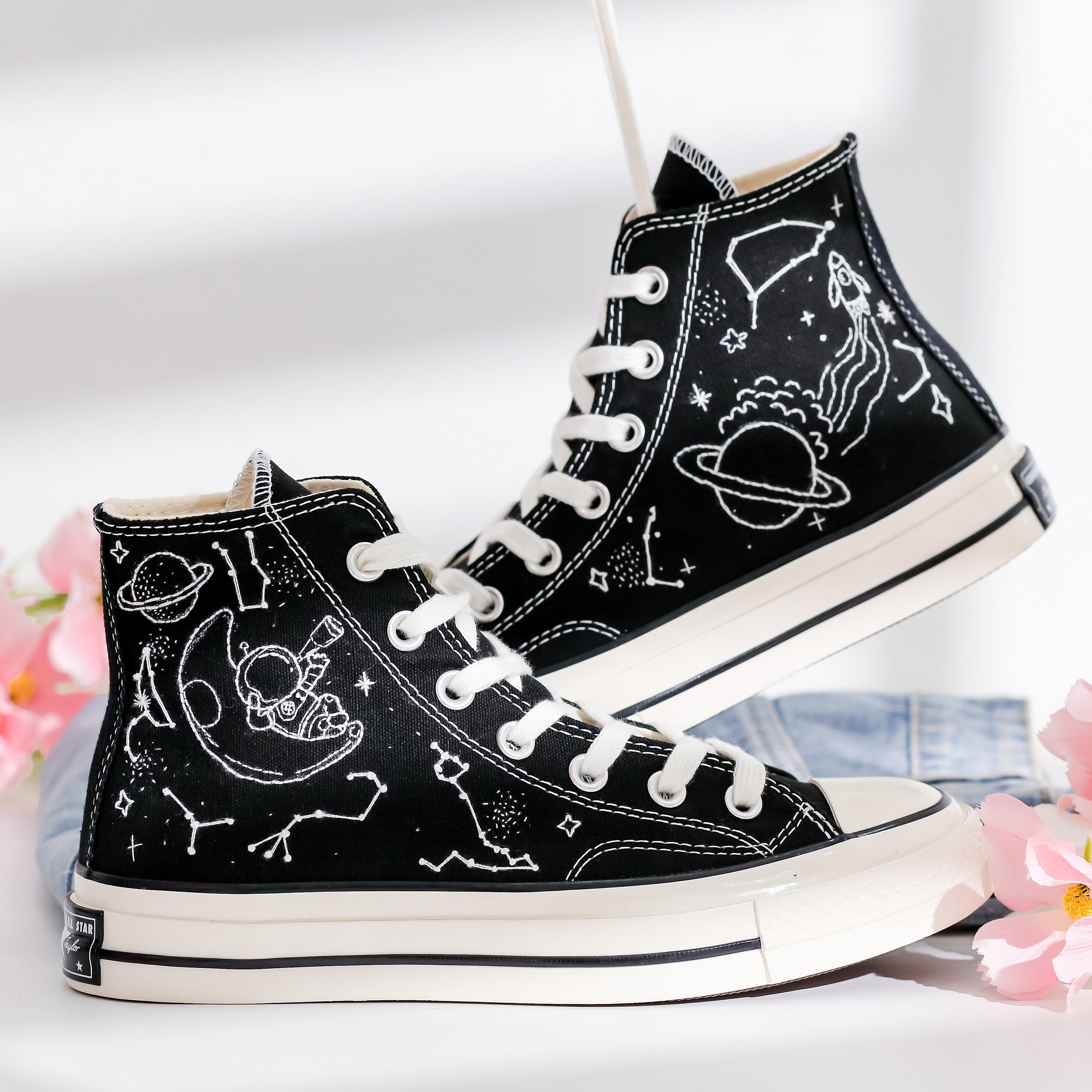 Embroidered Converse, Planet and Zodiac Constellation Embroidered ...