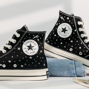 Custom Embroidered Converse High Tops, Sun and Planets Embroidered ...