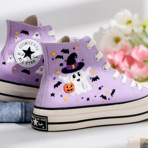 Custom Embroidered Converse Shoes, Cute Magic Ghost Embroidered Shoes ...