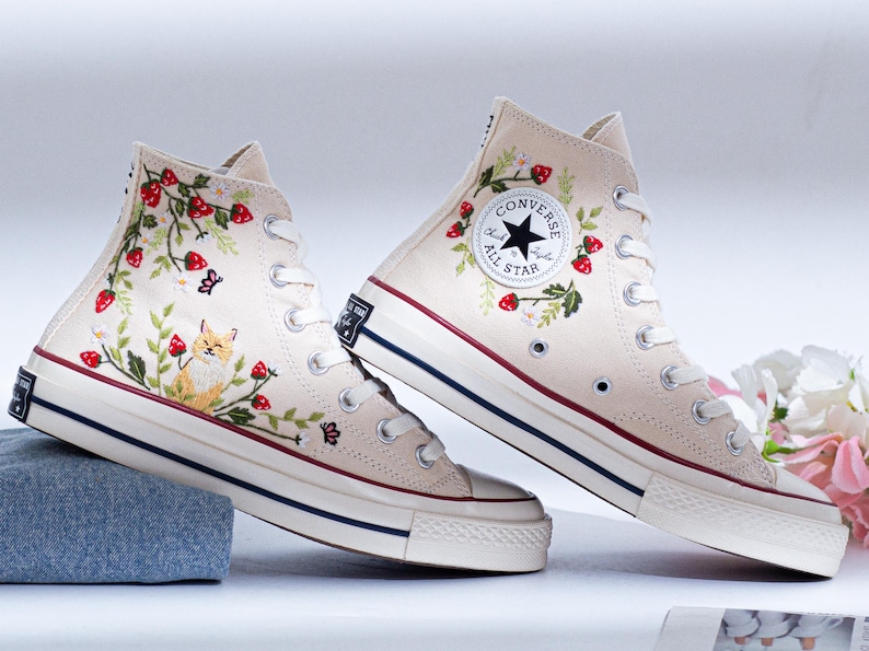 Hand Embroidered Converse Chuck Taylor High Tops, Custom Sneakers ...