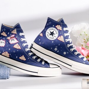 Customized Embroidered Converse Shoes, Fluffy Cats in Galaxy Clouds ...