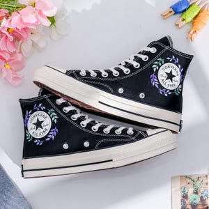 Customizable Luna Moth Butterfly Embroidered Converse Custom, Moon ...