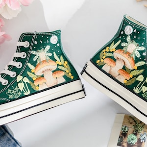 Embroidered Converse Mushroom, Frog, Converse Embroidery Mushroom ...