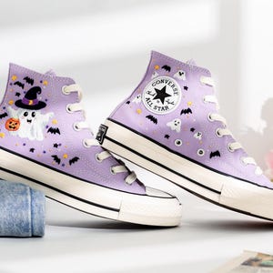 Custom Embroidered Converse Shoes, Cute Magic Ghost Embroidered Shoes ...