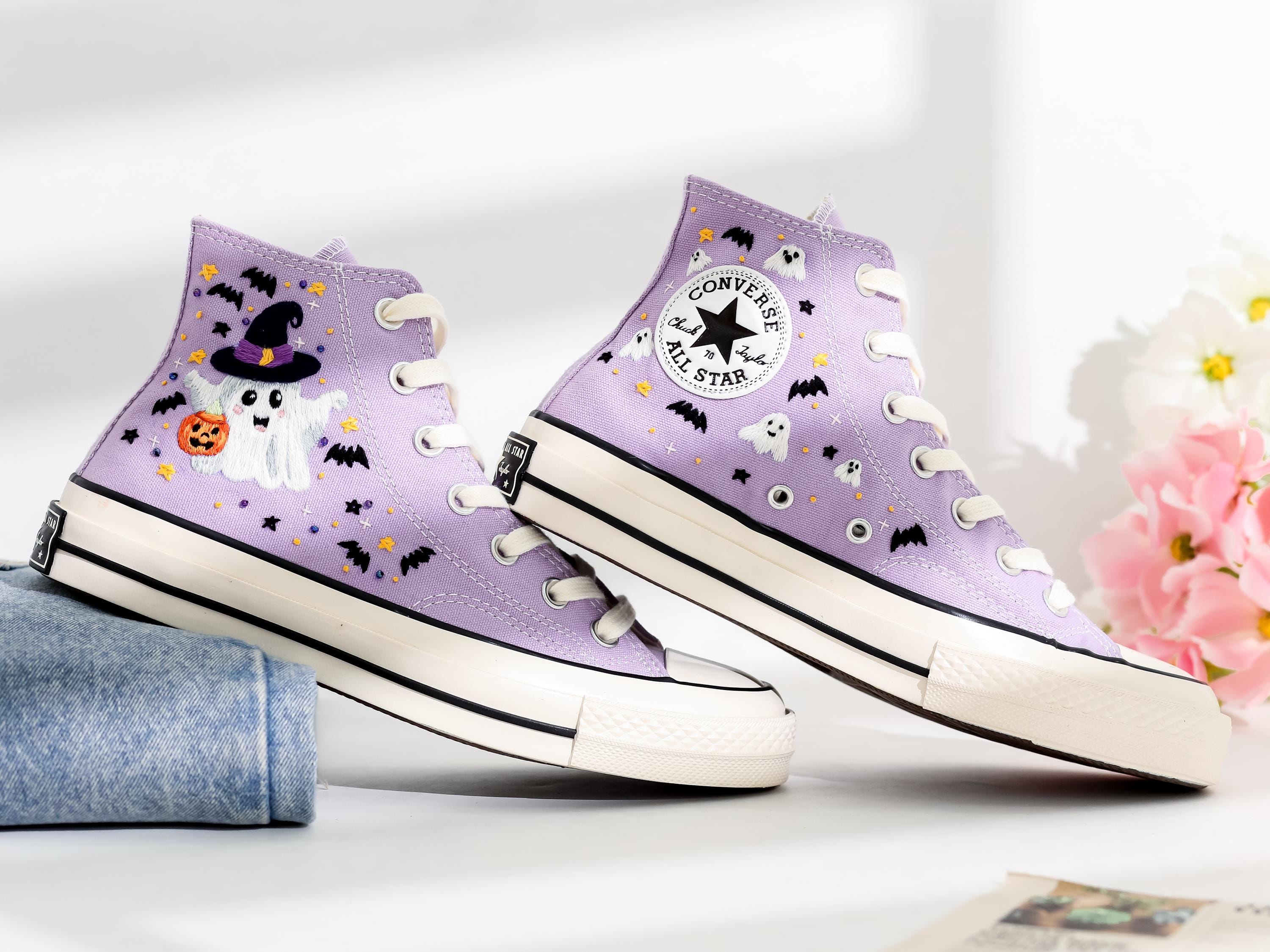 Custom Embroidered Converse Shoes, Cute Magic Ghost Embroidered Shoes ...