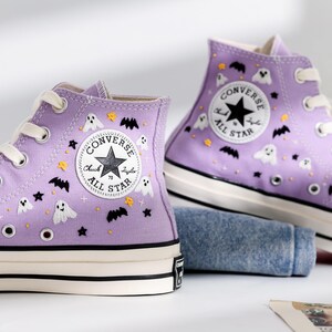 Custom Embroidered Converse Shoes, Cute Magic Ghost Embroidered Shoes ...
