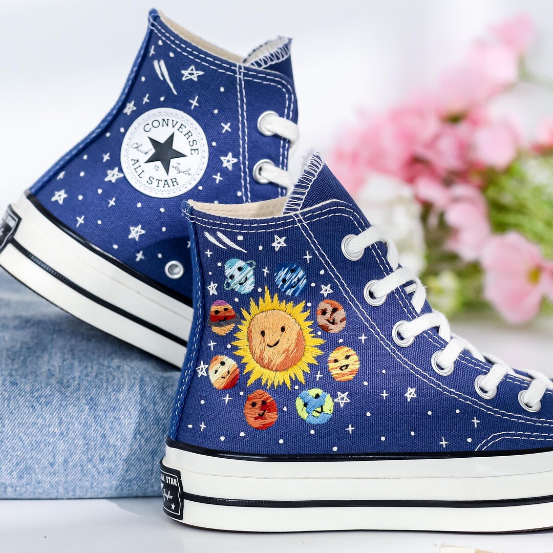 Custom Embroidered Sneakers, Stars, Moons, Planets, Universe ...