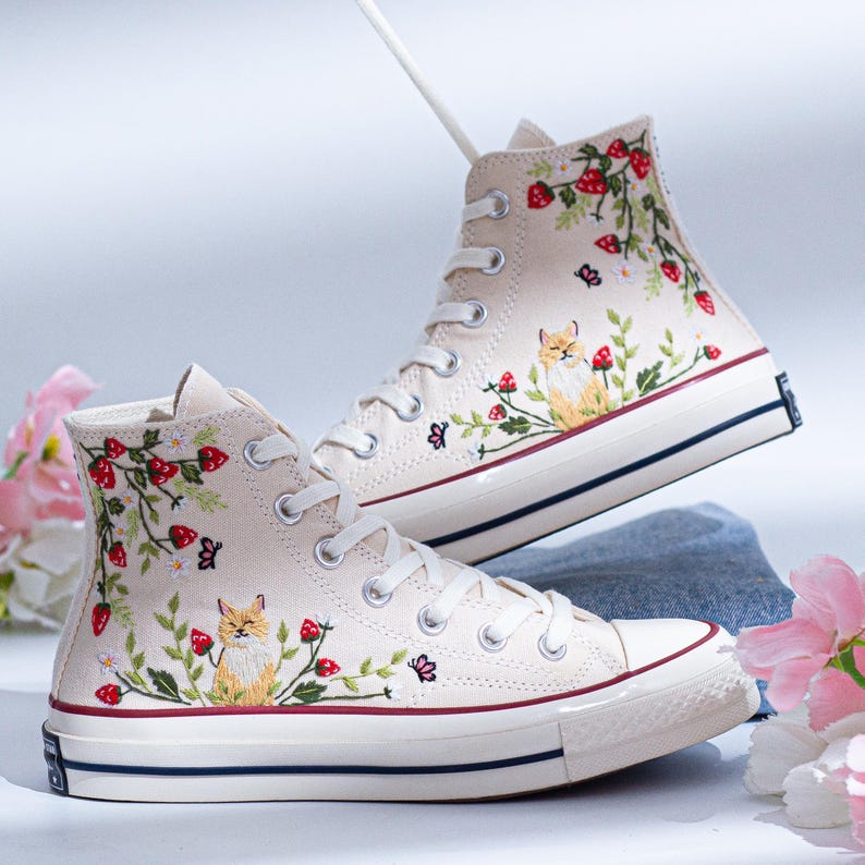 Hand Embroidered Converse Chuck Taylor High Tops, Custom Sneakers ...