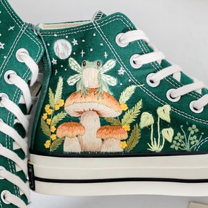 Embroidered Converse Mushroom, Frog, Converse Embroidery Mushroom ...