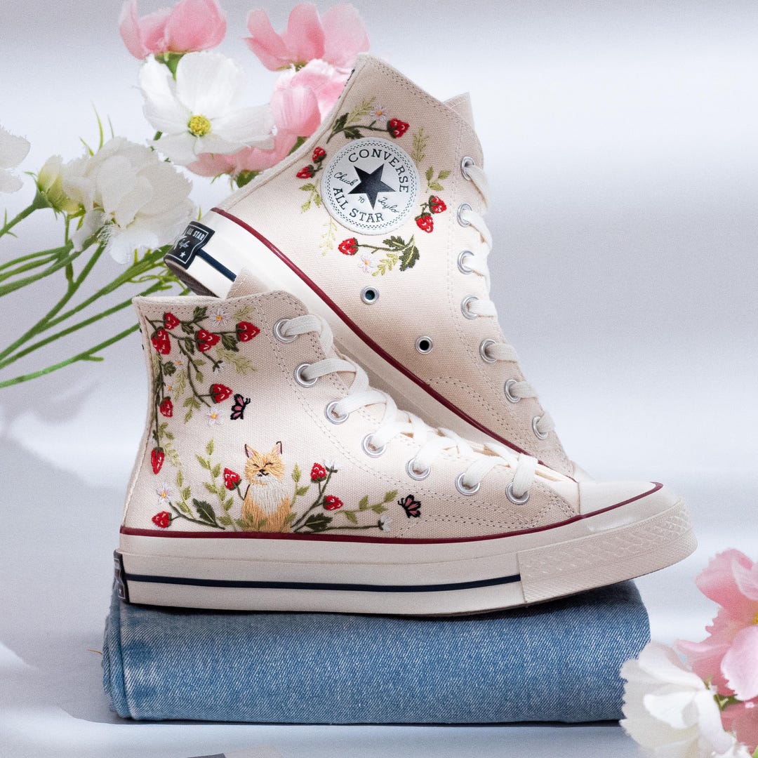 Hand Embroidered Converse Chuck Taylor High Tops, Custom Sneakers ...