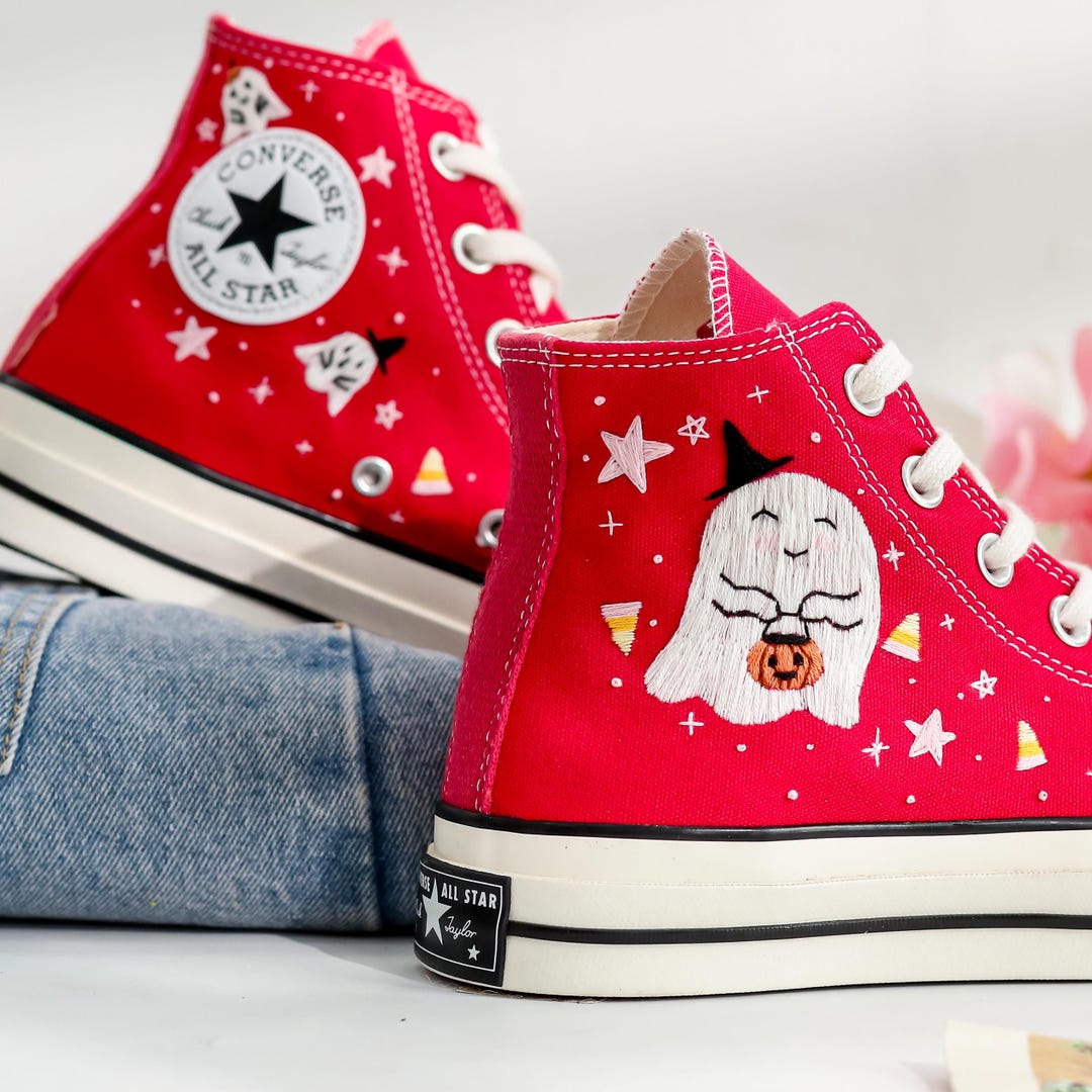 Custom Embroidered Converse, Cute Ghost Embroidered Shoes for Her ...