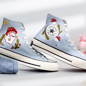Custom Embroidered Converse Taylor 1970, Mushroom Ghost Embroidered ...