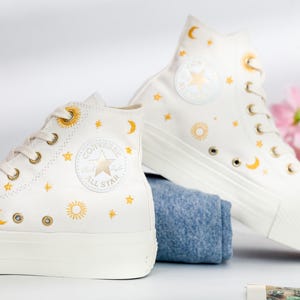 Custom Embroidered Wedding Converse Platform, Moon and Stars ...