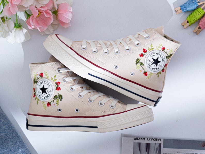Hand Embroidered Converse Chuck Taylor High Tops, Custom Sneakers ...