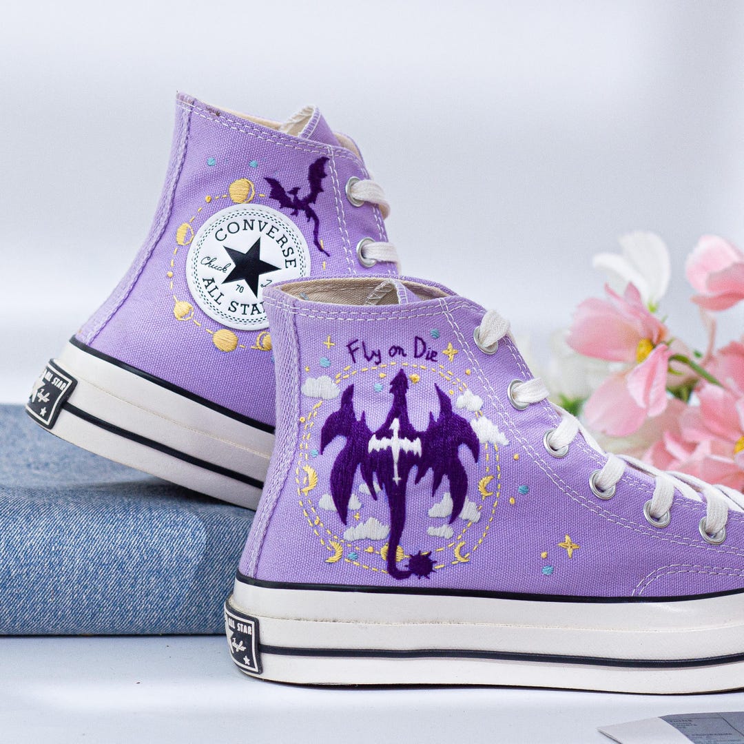 Embroidered Converse Chuck Taylor High Tops Purple, Custom Converse ...