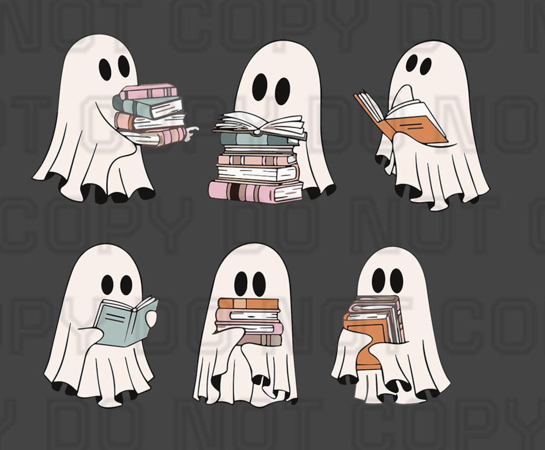 Ghost Reading Books Png Teacher Halloween Png Book Lover - Etsy