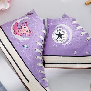 Custom Converse Embroidery Moon, Axolotl Embroidered Converse, Animal ...