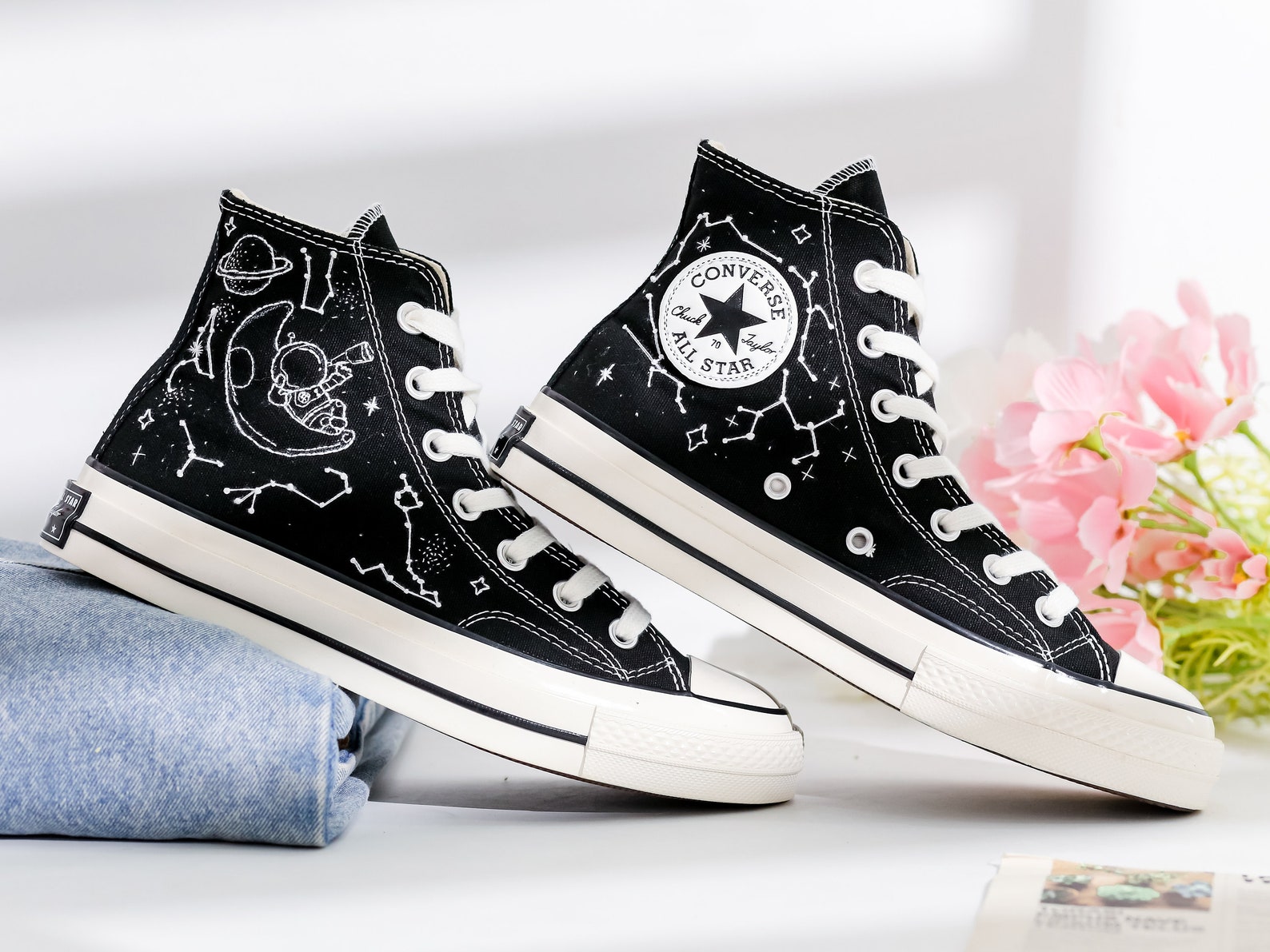 Embroidered Converse, Planet and Zodiac Constellation Embroidered ...