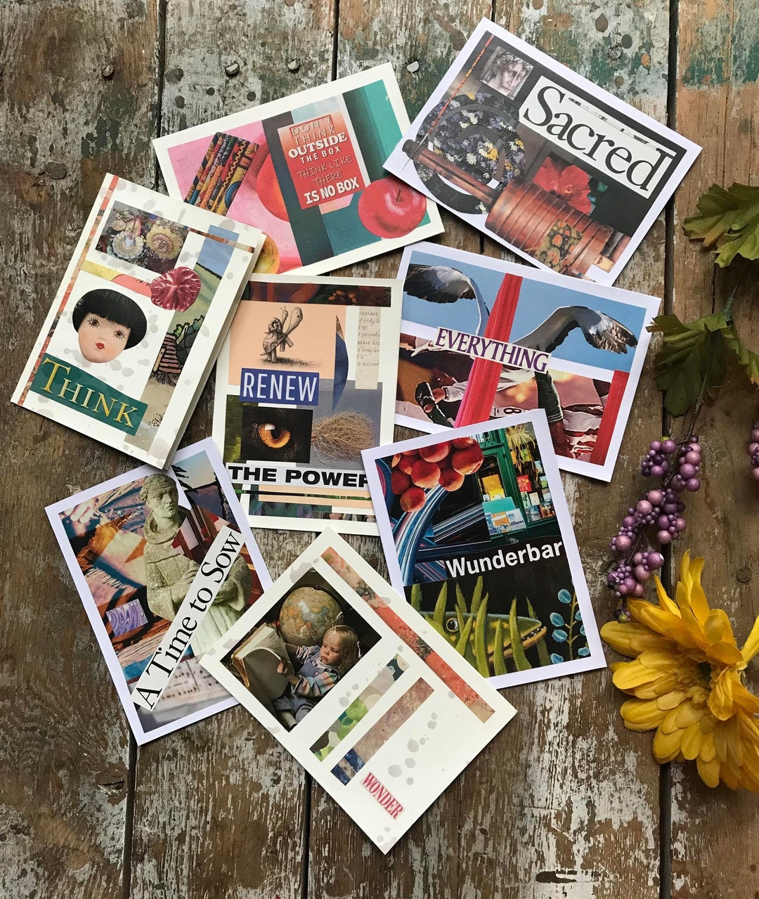 Handmade Collage Notecards - Unique Artistic - Never the Same! - Etsy