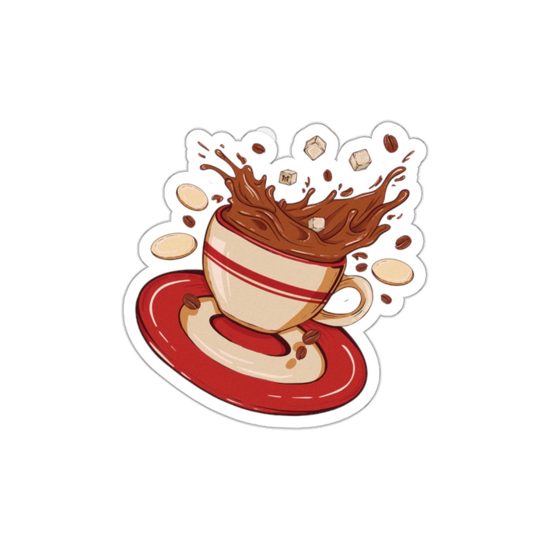 Coffee Cup Cookie Sticker, Drink Coffee Sticker, Coffee Lover Sticker ...