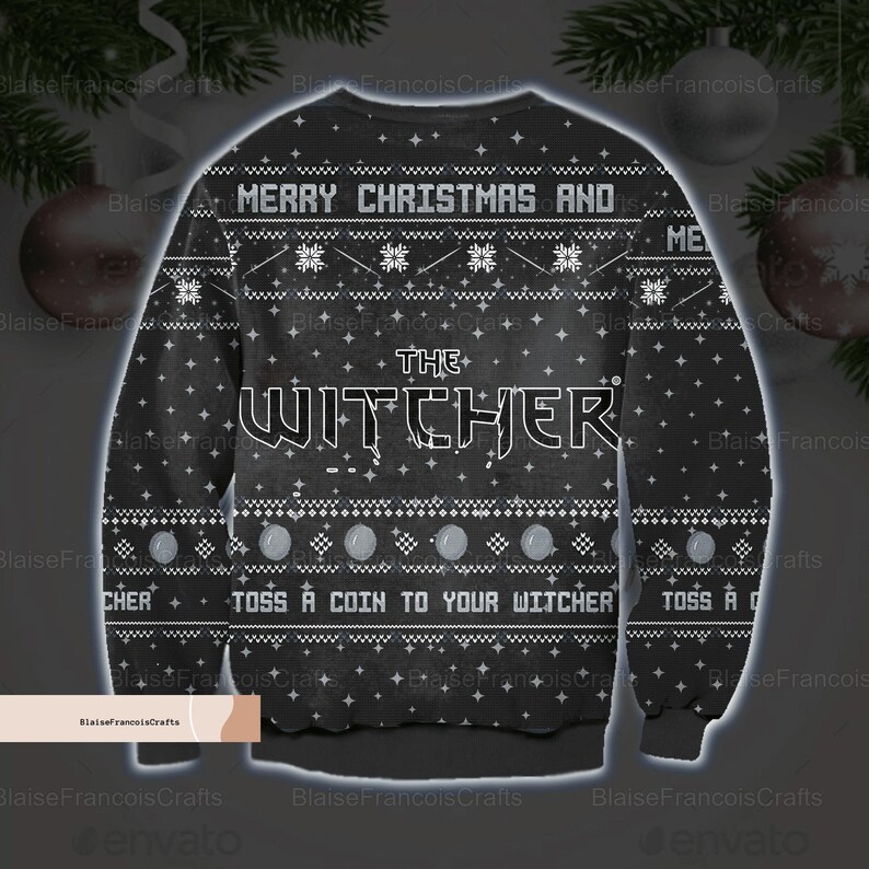 Christmas Toss A Coin to Your Witcher Sweater Witcher Geralt - Etsy