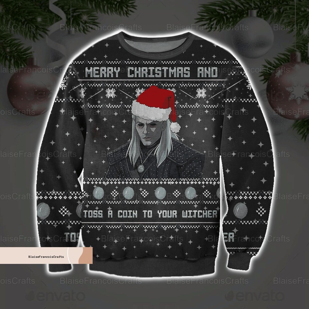 Christmas Toss A Coin to Your Witcher Sweater Witcher Geralt - Etsy
