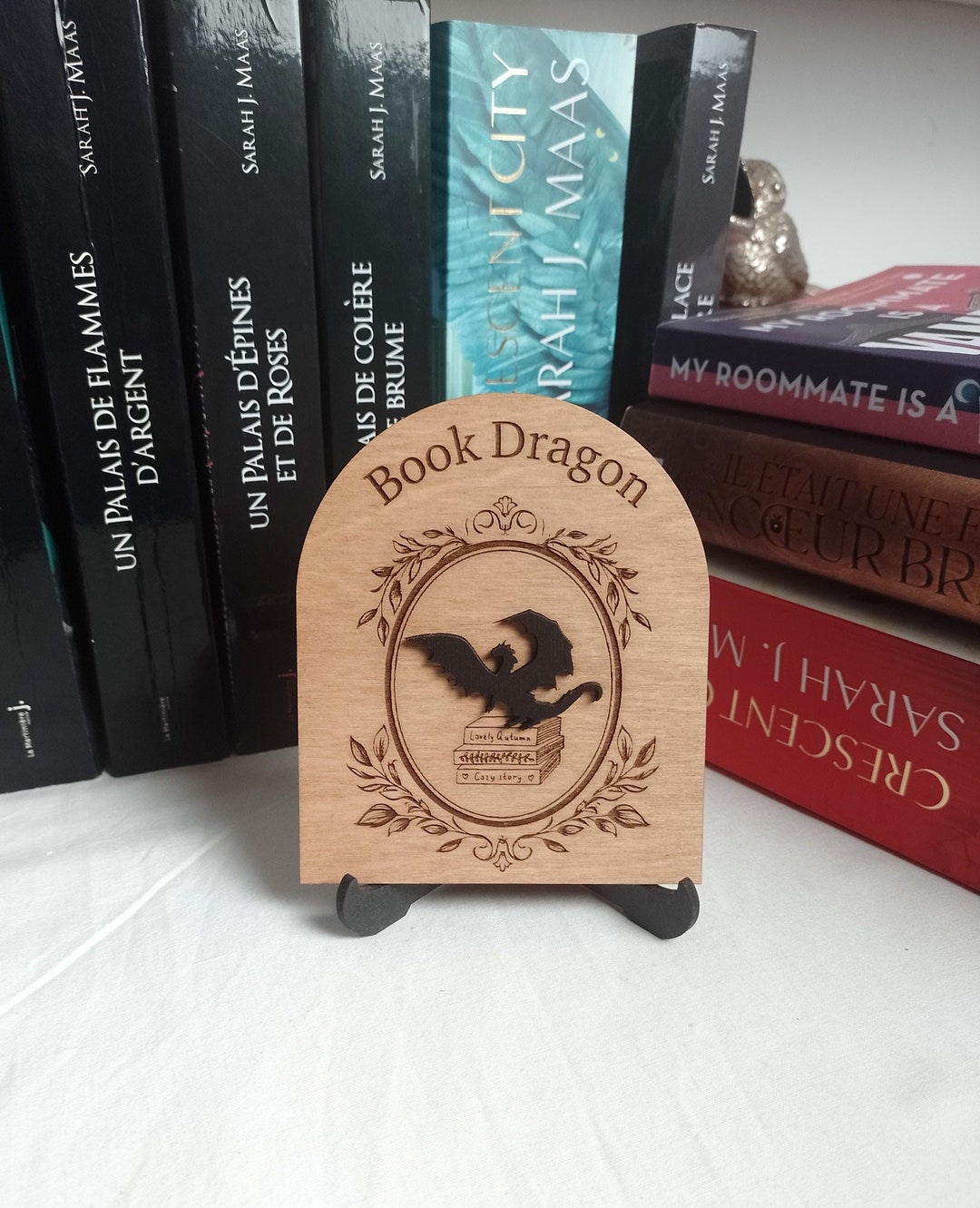 Book Dragon Wooden Poster Shelf Decoration Book Decoration Reader Gift ...